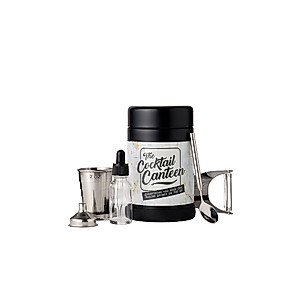 W&P Cocktail Canteen, Travel Cocktail Kit, w/ Cocktail Shaker, Jigger, Bar Spoon, Funnel, Peeler/Zester, & Glass Dropper Bottle, TSA Approved, On the Go Carry On, Stainless Steel,Black