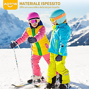 Kids Winter Warm Cycling Gloves - Boys Girls Touch Screen Anti-Slip Running Gloves Cold Weather Windproof Waterproof Children Thermal Fleece Mittens for Football Ski Bike Snow Aged 10-12