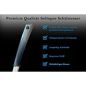 SMI - 6 Pcs Paring Knife Set Serrated Edge, Vegetable Knife, Fruit Knife, Kitchen Knife Made in Solingen Germany (Grey White)