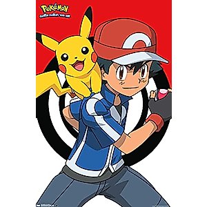 Trends International Pokémon - Ash And Pikachu Wall Poster, 22.375" x 34", Unframed Version