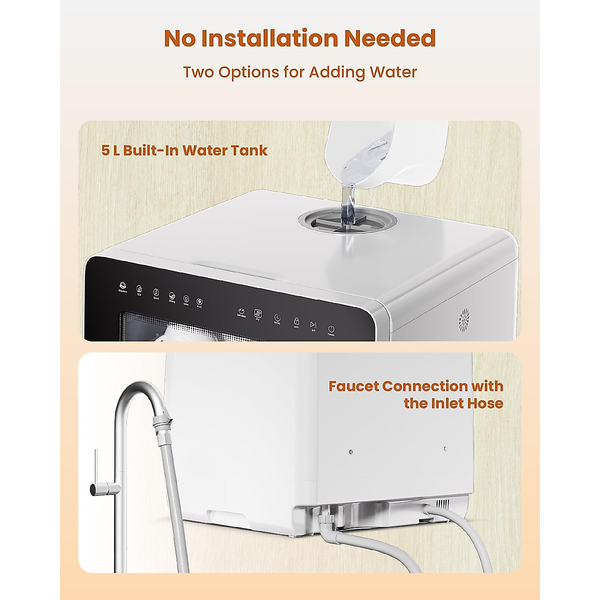 HAVA 2025 NEW Upgraded Countertop Dishwasher with Water Softener and Enhanced Energy Efficiency, Portable Dishwasher with 8 Wash Programs, Child Lock & Delayed Start Function, No Installation Needed