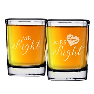 My Personal Memories Set of 2 Mr Right and Mrs Always Right Couples Shot Glass Set