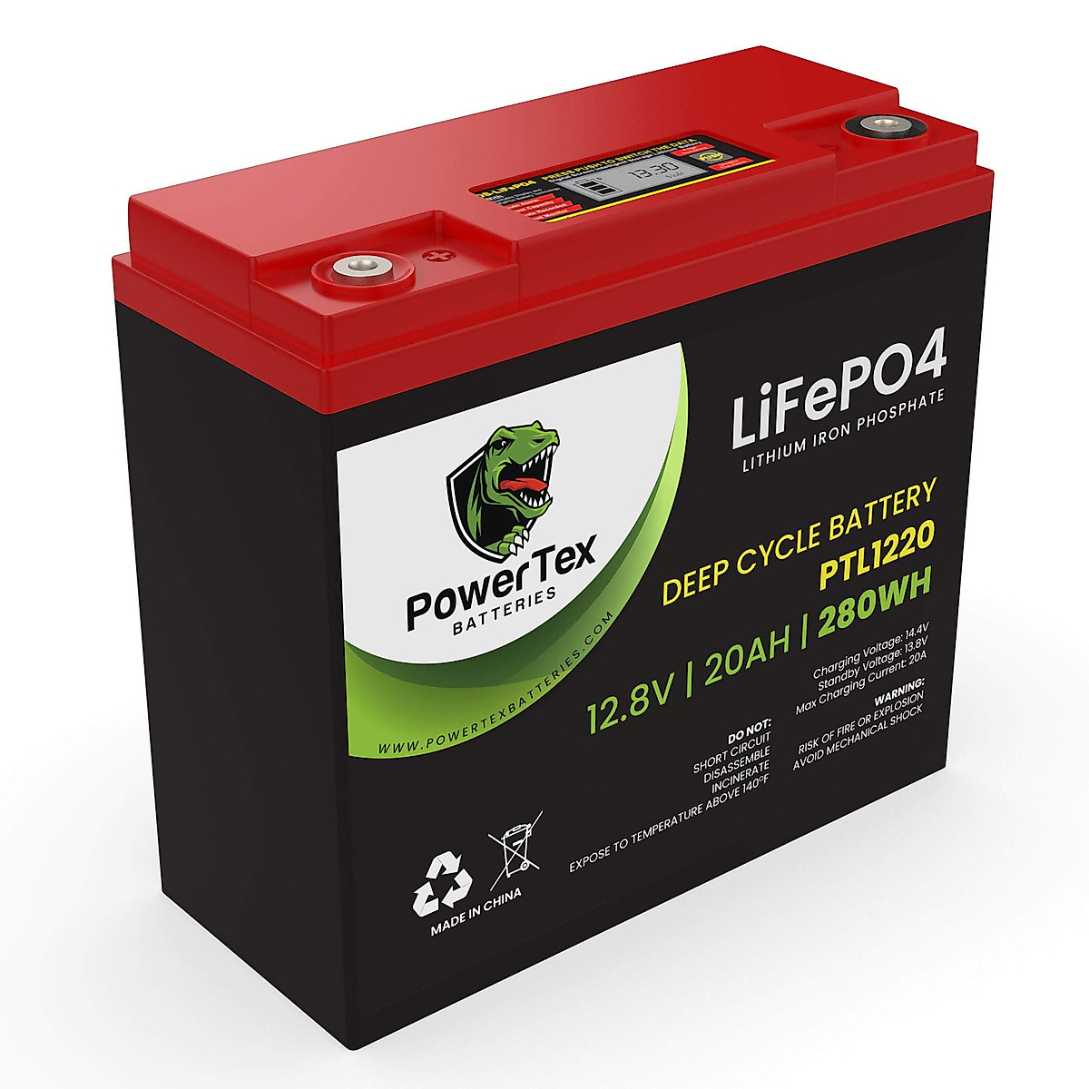 Powertex Batteries 12V 20Ah 264Wh Lithium Ion LiFePO4 Deep Cycle Rechargeable Battery - 5-10 Year Battery Life - SLA Drop-in Replacement for RV, Marine, Electric Scooters, Wheelchairs & More!