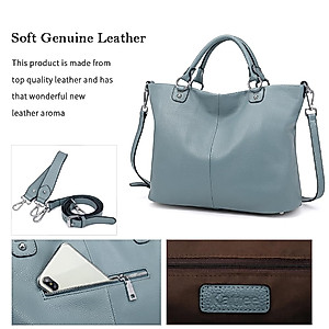 Kattee Women's Soft Leather Tote Bag, Top Satchel Purses and Handbags (Blue)