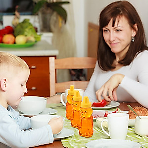 Hushee 72 Pcs 8 oz Plastic Honey Bear Bottle Empty Honey Squeeze Bottle with Spill Proof and Leak Resistant Lid Bear Juice Bottle Drinking Cup for Baby Shower Gifts, Beekeeping, Honey Dispensing