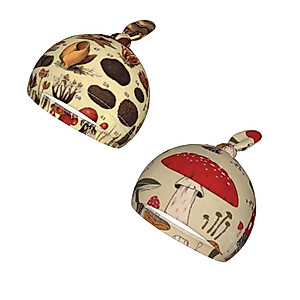 Belinyo 2 Pack Mushroom Newborn Baby Swaddle Infant Sleeping Bag with Beanie Hat for Baby Stuff Photography, One Size