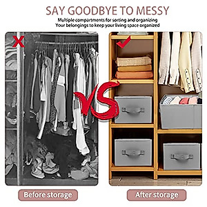 Awopzzy Wardrobe Clothes Organizer - Foldable Jean Organizer for Closet with Reinforced Handle, Sturdy Oxford Fabric Organizers for Clothing, Shirt, Dress, Pants, 7 Grids, 2pcs(Grey)