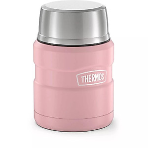 THERMOS Stainless King Vacuum-Insulated Food Jar with Spoon, 16 Ounce, Matte Rose