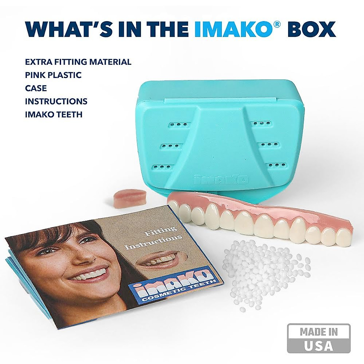 Imako Premium Cosmetic Uppers - 1 Pack - Large, Bleached White - Custom Fit at Home, DIY Smile Makeover, Made in USA