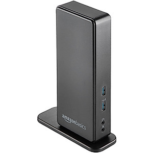 Amazon Basics USB 3.0 Universal Laptop Dual Monitor Docking Station, Black