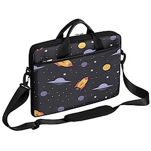 Space Ufo Rocket Laptop Computer Bag Waterproof Shoulder Messenger Bag 13-15 inch Durable Laptop Tote Bag with Shoulder Strap Handle Lightweight Crossbody Briefcase