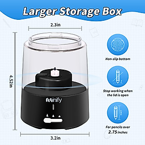 Pencil Sharpener Minify Electric Pencil Sharpener Heavy Duty Blade Rechargeable Battery Powered Pencil Sharpeners for 6-8mm Colored Pencils Auto Stop Fast Sharpen in 3s Ideal for Office/School/Home