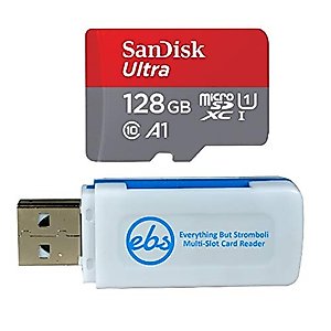 SanDisk 128GB SDXC Micro Ultra Memory Card Bundle Works with Samsung Galaxy S10, S10+, S10e Phone Class 10 (SDSQUAR-128G-GN6MN) Plus (1) Everything But Stromboli (TM) Combo Card Reader