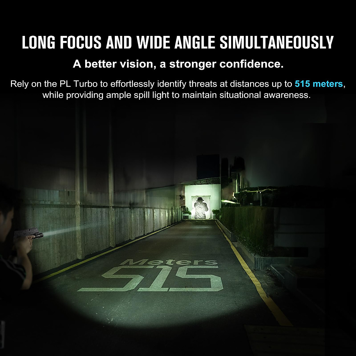 OLIGHT PL Turbo Weaponlight, 800-Lumen 515 Meters Long-Range Tactical Flashlight, 66,300 High Candela Compact Rail-Mounted light with Strobe Function and Rail Locating Keys, Fits Picatinny and GL Rail