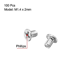 Tool parts M1.4x2mm Laptop Computer Screws 2.5mm Dia Head Screw Silver Tone 100pcs