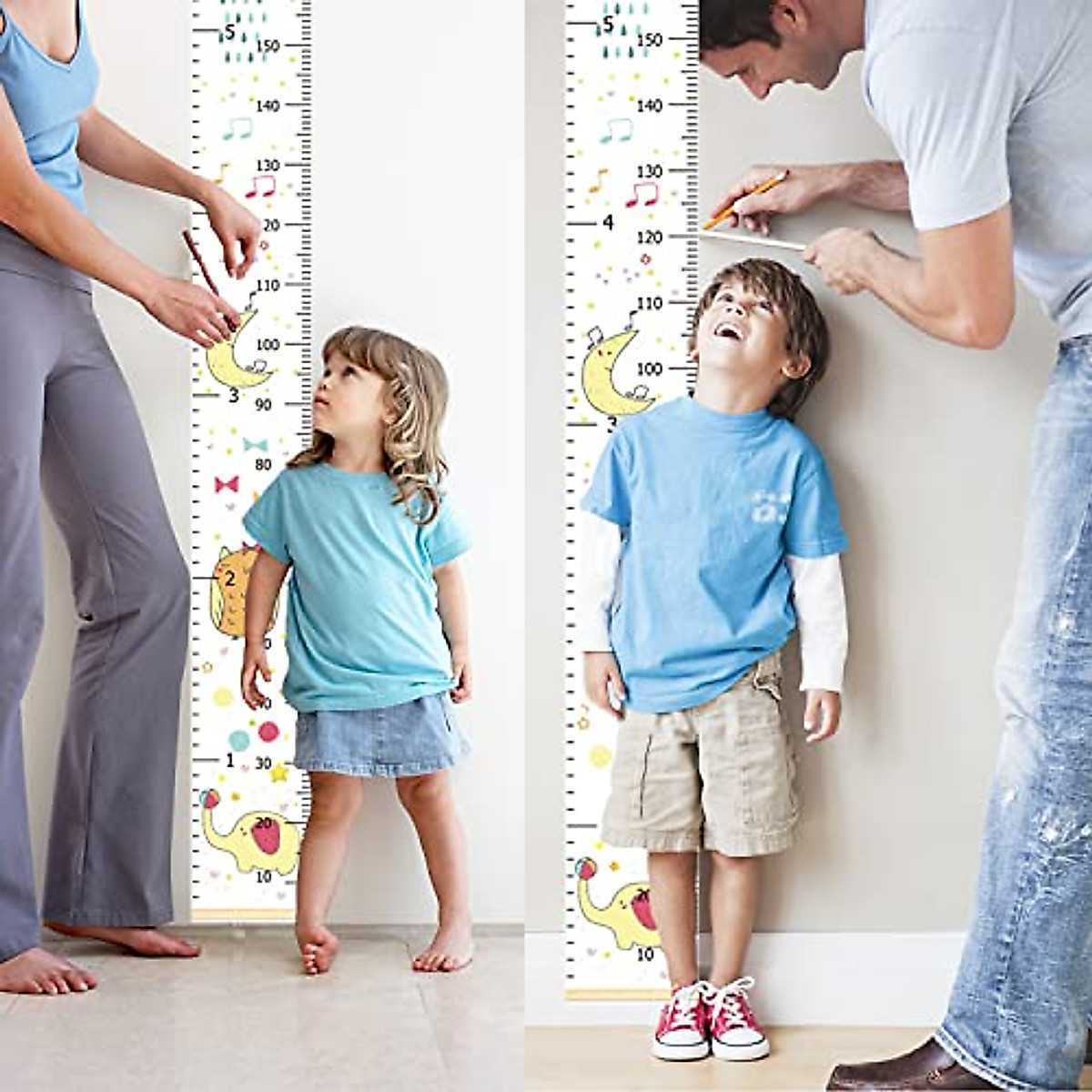 Removable Height Chart for Kids,Animal Hanging Measuring Chart Ruler for Grandkids Height as Gifts,Nursey Decoration,Cute Canvas Measurement for Home