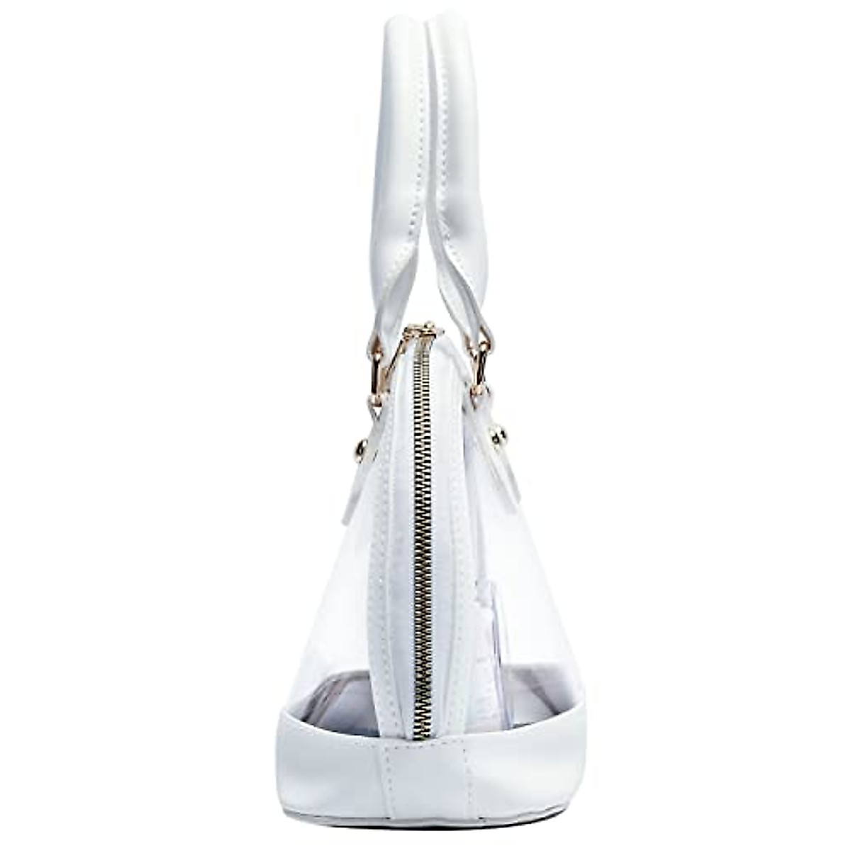 KKXIU Stadium Approved Clear Crossbody Purse and Handbag Vegan Leather Concert Bag for Women (White)