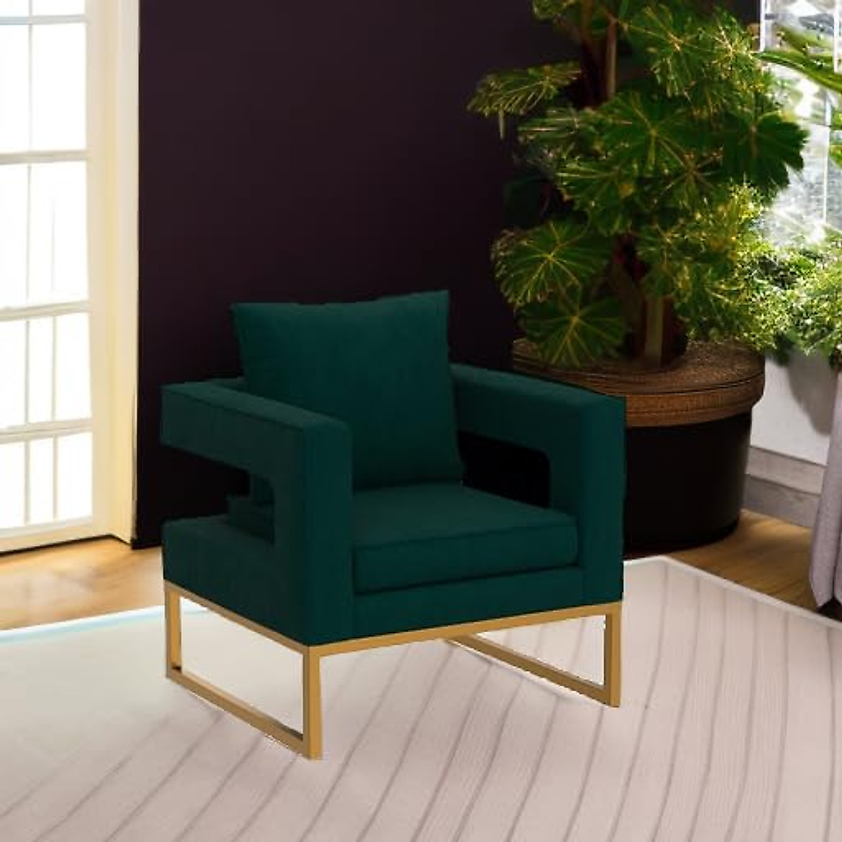 Roundhill Furniture Lenola Upholstered Accent Arm Chair, Green 27.5D x 29.75W x 34.5H in