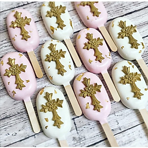 Set of 3 JeVenis Baptism Cake Decorations Cross Cake Mold Cross Mold Baptism Cake Toppers for Baptism Party Supplies