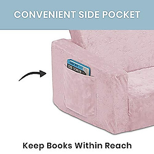 Delta Children Serta Perfect Sleeper Extra Wide Convertible Sofa to Lounger, Comfy 2-in-1 Flip Open Couch/Sleeper for Kids, Pink