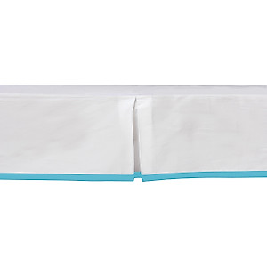 Bacati - Mix N Match White with Band at Bottom Crib Skirt Dust Ruffle (White/Aqua)