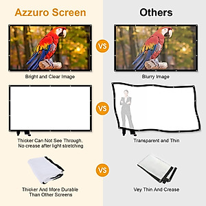 Azzuro 120 inch Projector Screen, Double Sided Washable Outdoor Projection Screens, 16:9 Foldable Anti-Crease Portable Projection Movies Screen for Camping Party, Home Theater, Office
