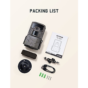 CEYOMUR Trail Camera, 30MP 1080P Hunting Camera with Low Glow IR LEDs Night Vision Motion Activated, Video Game Camera with IP66 Waterproof for Wildlife Monitoring