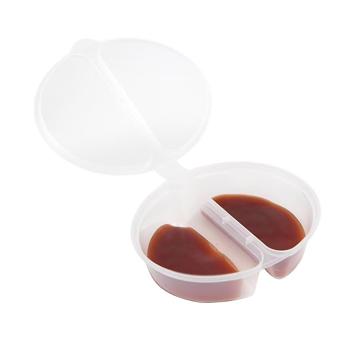 CEAJUSIOT Double Condiment Containers with Lids,Double Compartment Condiment Containers 2 Compartment Condiment Salad containers Travel (10)