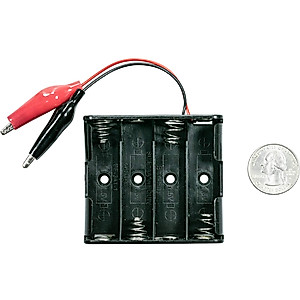 risingsaplings 4 Slots 4X 1x4 1.5V Total: 6V AA Battery Holder Box with Alligator Clip Easy to use (Pack of 2)