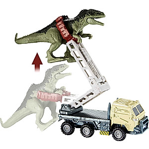 Matchbox Jurassic World Dino Transporters, 1 Vehicle & 1-2 Mini Dinosaurs, Ages 3 Years Old & Up