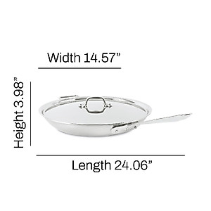 All-Clad D5 5-Ply Brushed Stainless Steel Fry Pan With Lid, 14 Inch, Compatible With Any Stovetop Including Induction, Oven Broiler Safe 600F, Pots and Pans, Frying Pan, Skillet, Cookware, Silver