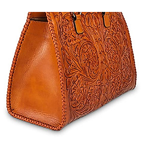 Mauzari Carlotta Women's Extra Large Tooled Leather Tote (Chestnut)
