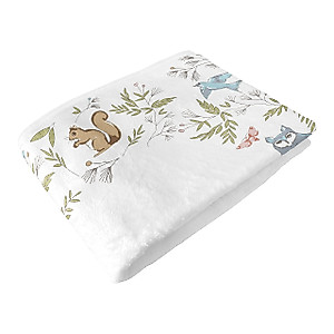 Sweet Jojo Designs Woodland Animal Toile Boy Girl Milestone Blanket Monthly Newborn First Year Growth Mat Baby Shower Memory Keepsake Gift Picture -Grey Green Brown Forest Bear Deer Fox Owl Bunny Bird