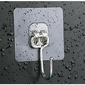 ALLFONDO Large Adhesive Hooks 44 LB(MAX), 12 Pack. Waterproof RUSTPROOF Wall Hooks Stainless Steel Coat Towel Hook for: Indoor, Kitchen, Bathroom, Shower, Home, Office USE