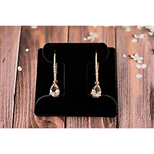 KOKAV 14K Rose Gold Genuine Morganite 1-1/10Ct Teardrop Dangle Earrings with Diamonds.