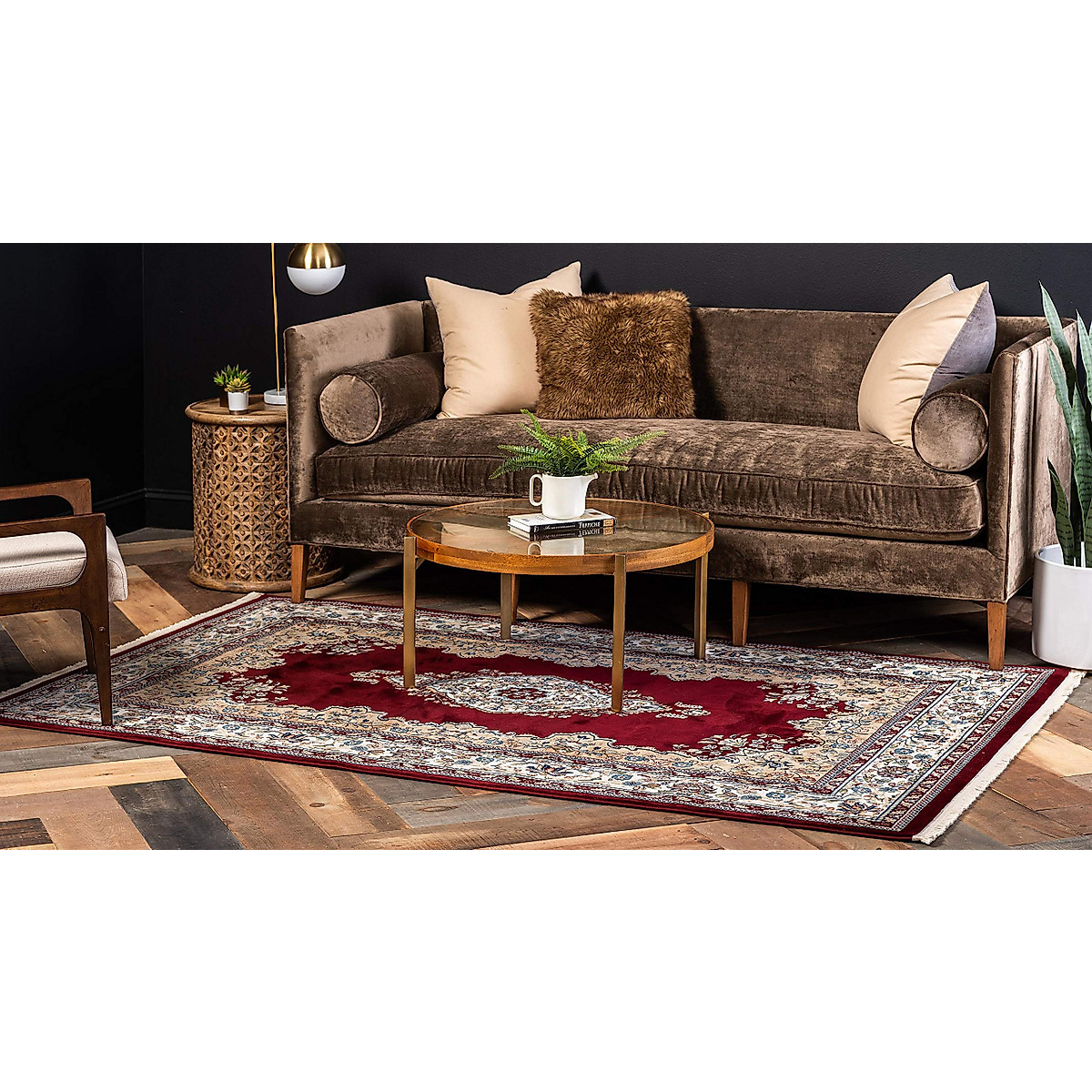 Unique Loom Narenj Collection Classic Traditional Medallion Textured Design Area Rug, 8' x 10' Rectangle, Burgundy/Blue