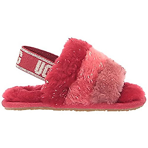 UGG Girls T Fluff Yeah Metallic Sparkle Slipper, Red Multi, 9 Toddler