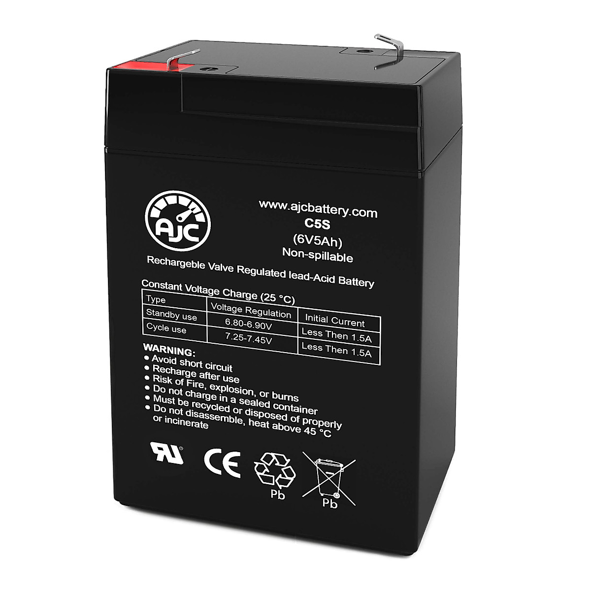 AJC Battery Compatible with Exide E-Exit 6V 5Ah Emergency Light Battery