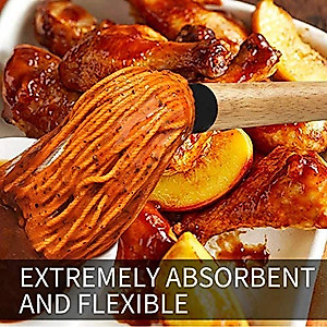 18 Inch Grill Basting Mop Wooden Long Handle with 4 Extra Replacement Heads for BBQ Grilling Smoking Steak