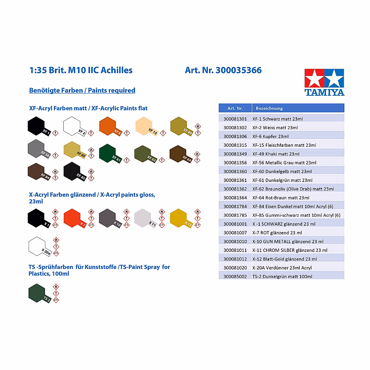 TAMIYA America, Inc 1/35 British Tank Destroyer M 10 IIC Achilles, TAM35366