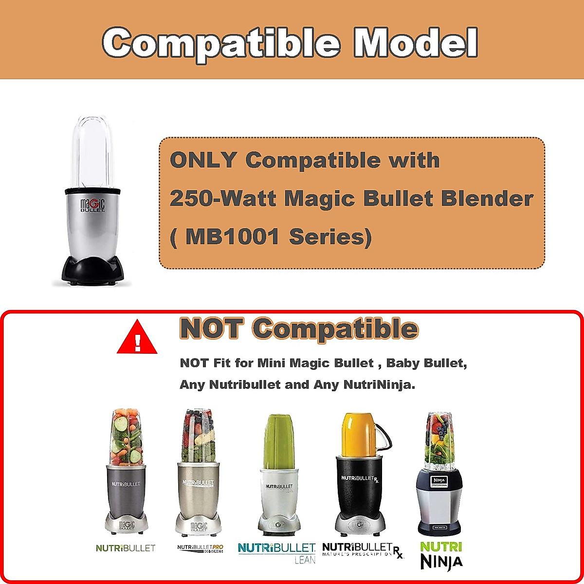 2 Pcs Set Juicer Mixer Flat Milling Blade Compatible for Magic Bullet Blender Model MB1001 Replacement Blender Part