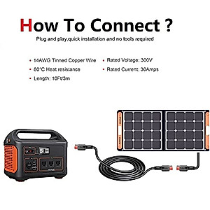 MJPOWER 10Ft Jackery Solar Extension Cable 14AWG Anderson Connector Plug DC Solar Panel Extension Cord Connect Jackery SolarSaga 100W/100X Solar Panel to Jackery Explorer 1000 Portable Power Station