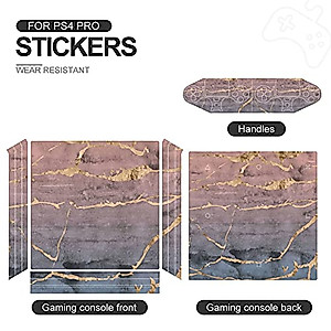 Rose Gold Marble Design Watercolor Gradient Texture PS4 Skin Console-PS4 Gamepad Controller Whole Body Skin Body Vinyl Sticker Sticker