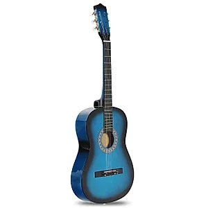 Smartxchoices 38" Kids Acoustic Guitar Bundle Kit for Starter Beginner Music Lovers, 6-String Folk Guitar with Gig Bag, Extra Set Steel Strings, Strap, Pitch Pipe and Pick (Blue)