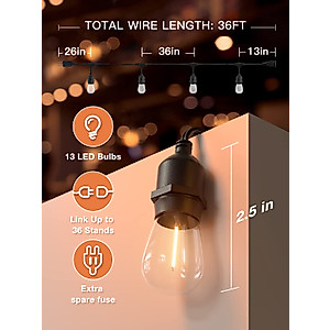 addlon LED Outdoor String Lights 36FT with Dimmable Edison Vintage Shatterproof Bulbs and Commercial Grade Weatherproof Strand - ETL Listed Heavy-Duty Decorative Lights for Patio Garden