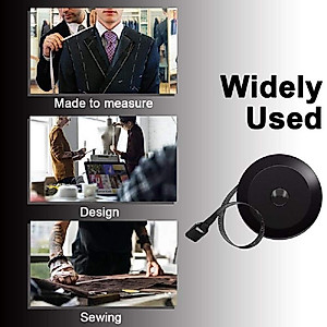 GDMINLO Soft Tape Measure Retractable Measuring for Body Fabric Sewing Tailor Cloth Knitting Craft Weight Loss Measurements Retractable Black Dual Sided Tape Measure Body Measuring 1 Pack