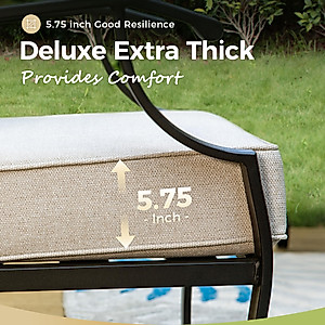 MIXPATIO Patio Furniture Set 5 pcs, Outdoor Patio Furniture Set, 3-Seat Sofa, 2 Rocking Chairs, 2 Ottomans and 5.75" Extra Thick Cushion, Patio Conversation Set for Garden Backyard Deck,Beige