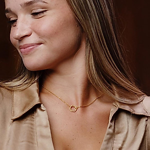 Ava Riley Necklaces for Women Gold Necklace Dainty Karma Choker Hammered Open Circle 14K Real Plated Jewelry