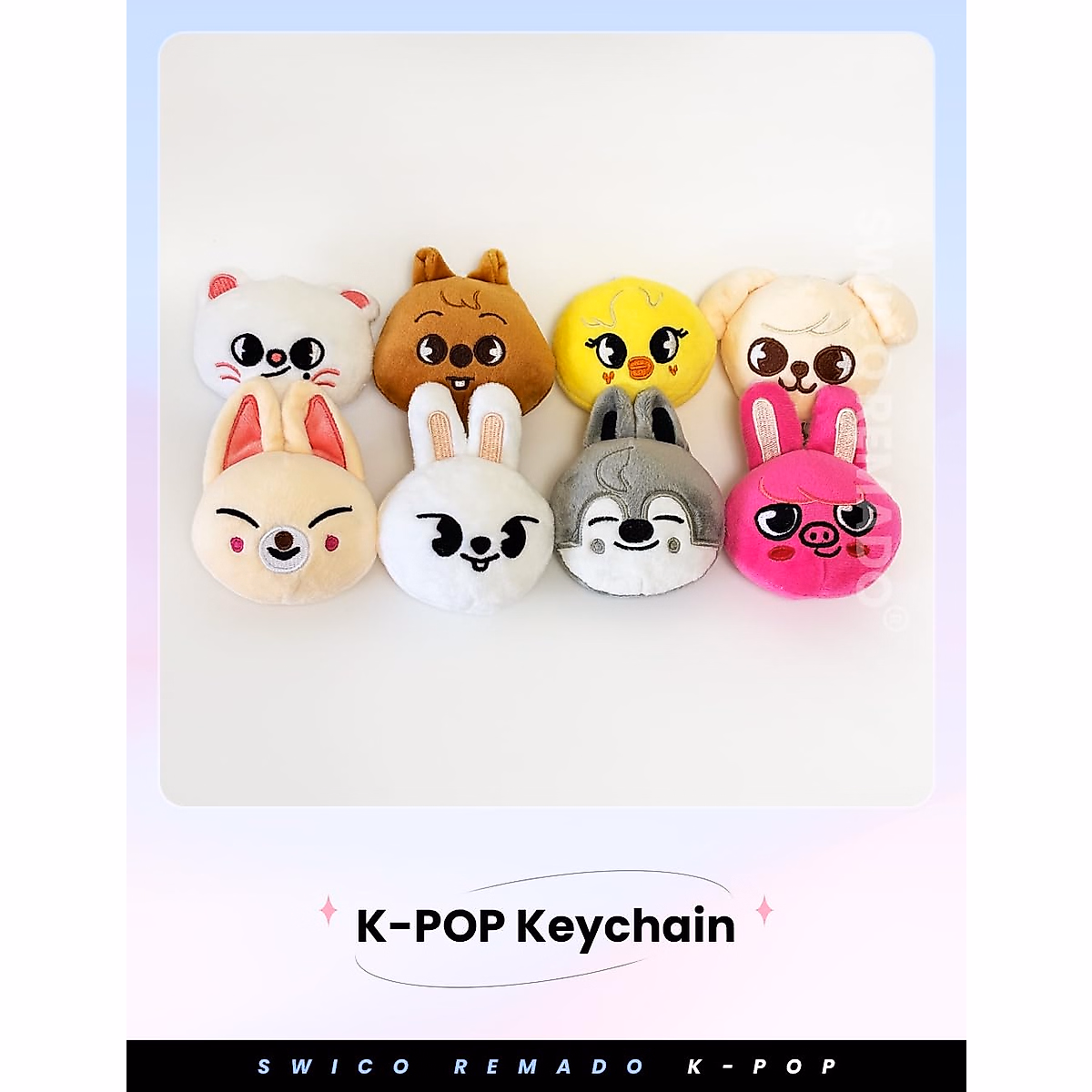 Swico Remado Kpop SKZ Keychains Cute Cartoon Keyring Car Key Pendant Women Handbag Wallet Pendants