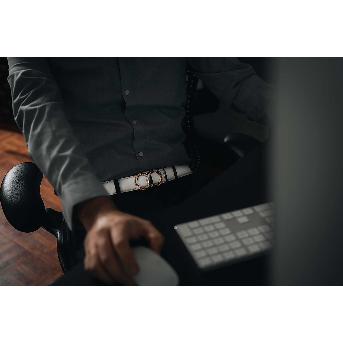 Tonywell Men's Leather Designer Belt with Fashion Comfort Click Buckle Exact Fit